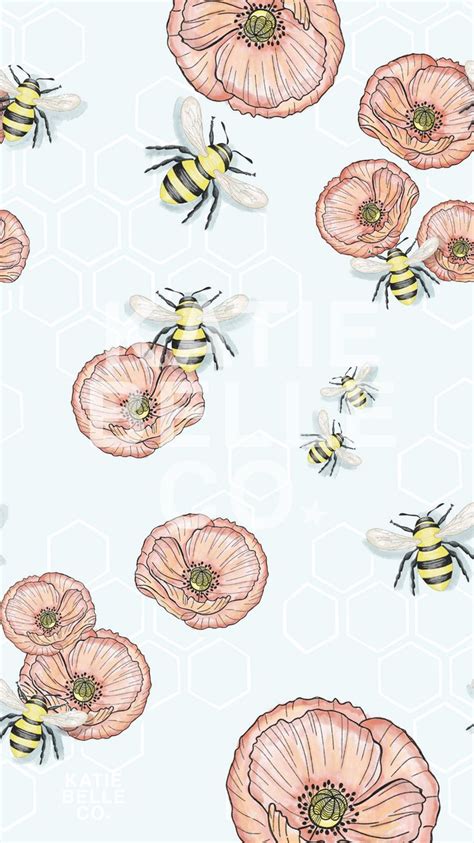 Bees And Flowers Flower Background Floral Wallpaper Floral