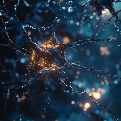 Glowing Synaptic Connections in Neural Network Highlighted Against Blue Background Stock Photo ...