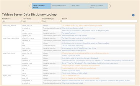 Workbook Data Dictionary Viz
