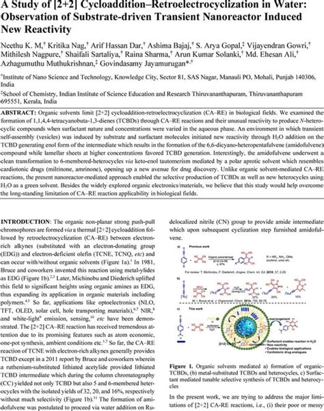 A Study Of 22 Cycloadditionretroelectrocyclization In Water
