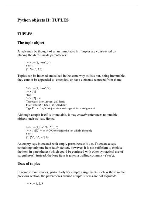 Python Objects Tuples Python Stuvia Us