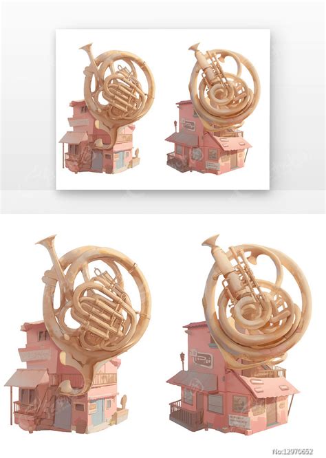 创意圆号乐器变形房子卡通插画免扣元素图片下载红动中国