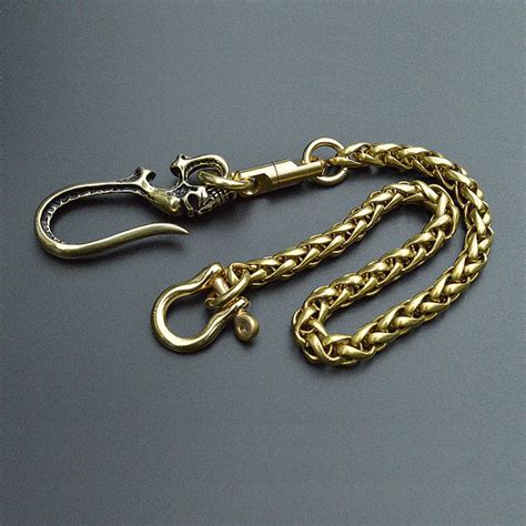 Solid Brass Cool Punk Rock Skull Wallet Chain Biker Trucker Wallet