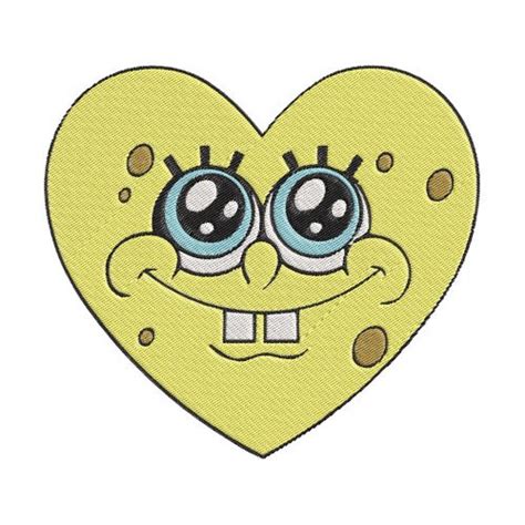 Spongebob Squarepants Spongebob Face Love Heart Embroidery Design