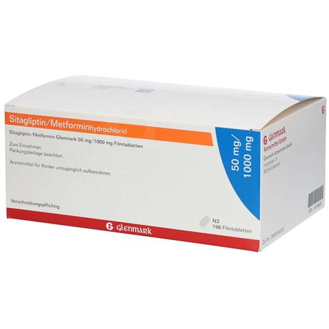 Sitagliptinmetformin Glenmark 50 Mg1000 Mg Fta 196 St Mit Dem E