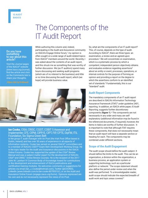 The Components Of The It Audit Report Joa Eng 0120 Pdf Pdf