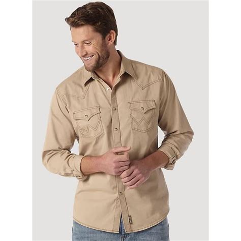 Wrangler Retro Premium Tan Snap Mens Shirt Mvr502t