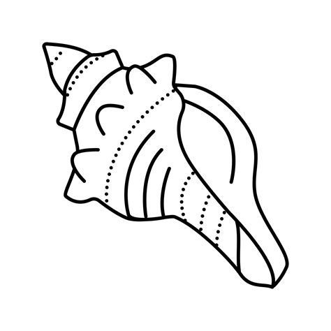 Conch Sea Shell Beach Line Icon Vector Illustration 19003961 Vector Art