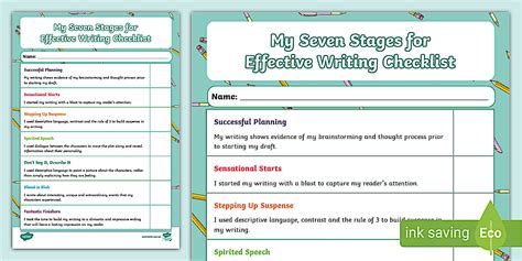 Seven Stages Of Effective Writing Checklist Twinkl