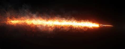 Fiery Bullet Trail High Speed Projectile In Flight Stock Illustration Illustration Of Impact
