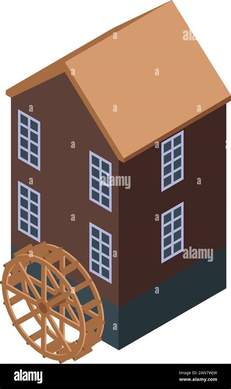 Water Mill Building Icon Isometric Style Stock Vector Image And Art Alamy