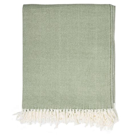 Herringbone Throw Beach Grass Tea Pea