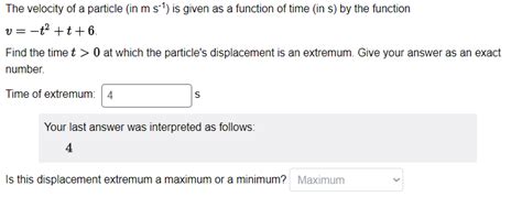 Solved The Velocity Of A Particle In Ms Is Given As A Chegg