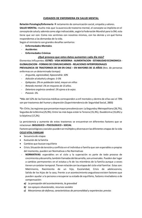 Cuidados De Enfermeria En Salud Mental Docx