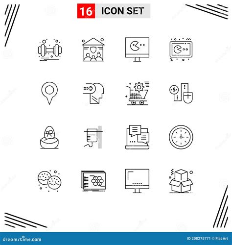 16 User Interface Outline Pack Of Modern Signs And Symbols Of Map Geo Location Monitor