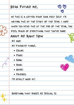 Letter To Future Self Template Back To School Goal Setting And Self Talk