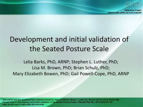 Ppt Development And Initial Validation Of The Seated Posture Scale Powerpoint Presentation