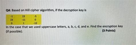 Solved Q4 Based On Hill Cipher Algorithm If The Decryption