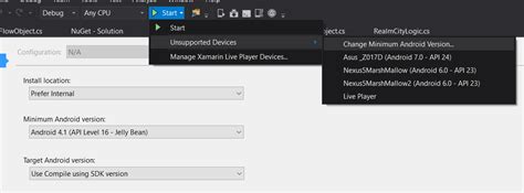 Android Visual Studio 2015 Unsupported Devices Stack Overflow