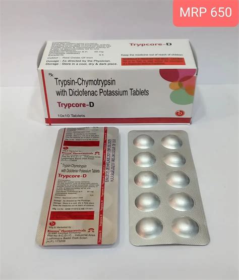 Trypsin Chymotrypsin Diclofenac Potassium Tablets At ₹ 650box