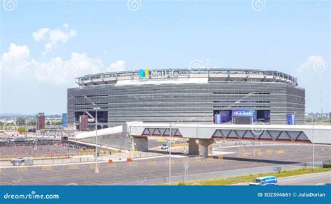 Aerial View Of Metlife Stadium And Parking Lot At Meadowlands Sports