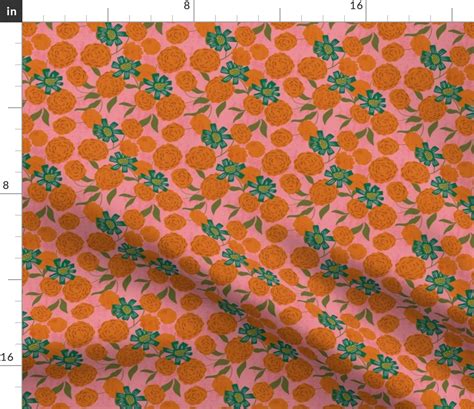 Retro Marigold Small Scale Fabric Spoonflower