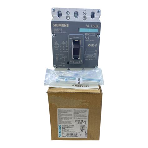 Siemens Vl160x 50hz 480v 125 160a 3 Pole Circuit Breaker 3vl1716 1de33