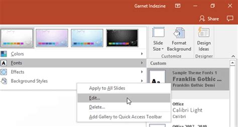 Theme Fonts Edit Theme Fonts Set In PowerPoint Presentations Glossary