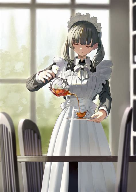 Porcelain Maid Fanart Maid Holding Tray Reference Maid Serving Tea