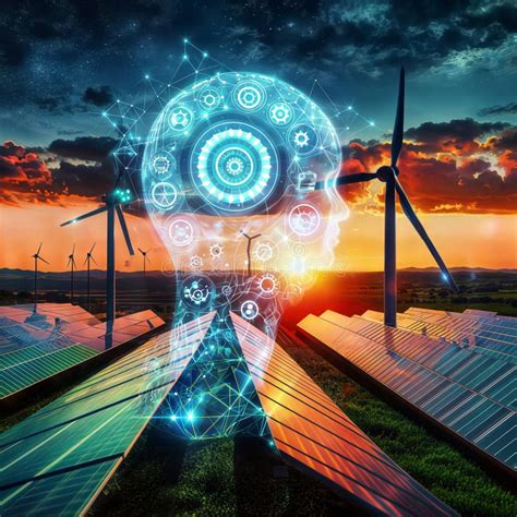 Conceptual Image With Artificial Intelligence Made Of Solar Panels And