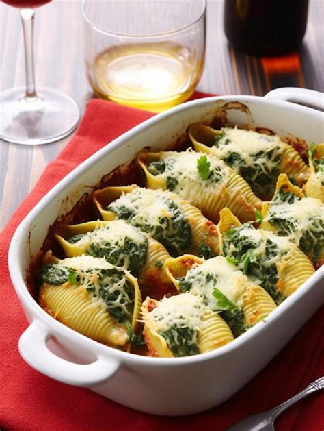 Cheesy Spinach Stuffed Jumbo Shells