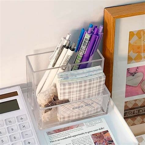 투명 아크릴 연필 명함 꽂이 소품 3칸 감도 깊은 취향 셀렉트샵 29cm