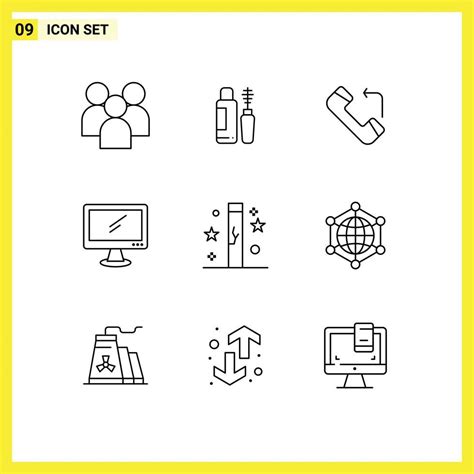 Set Of 9 Modern Ui Icons Symbols Signs For Celebration Imac Bottle Device Computer Editable