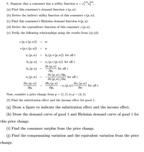 solved 5 suppose that a consumer has a utility function
