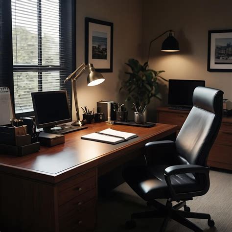 Office Setup With Notebooks In A Corporate Workspace Setting Premium