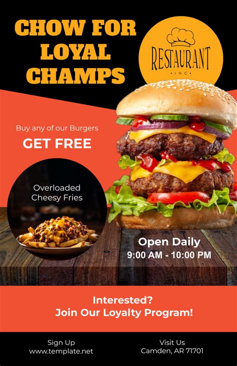 Free Restaurant Loyalty Program Poster Template To Edit Online