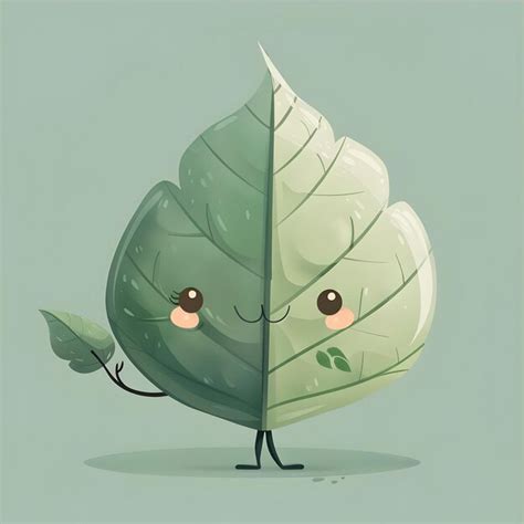 Cute Leaf Cartoon Illustration Premium Ai Generated Image