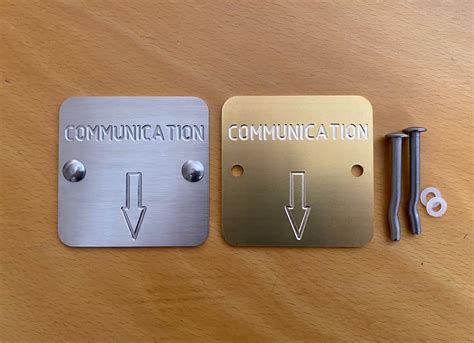 Communications Engraved Brass Marker Plates Brass Communication Arrow