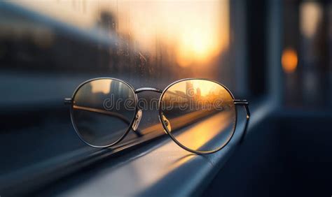 A Pair Of Glasses Reflects The Glow Of A Cityscape Blending Urban Life