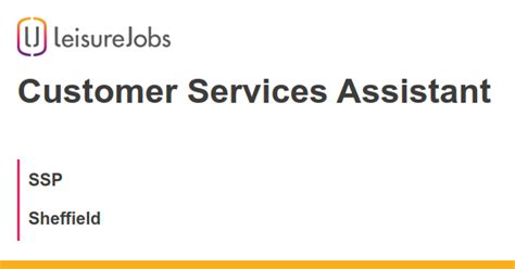 Customer Services Assistant Job With Ssp 4059570