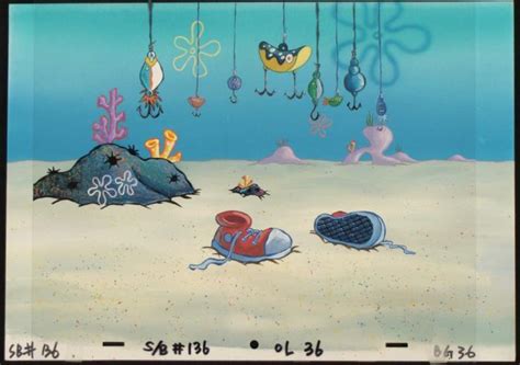 Spongebob Hooks Original Background Animation Cel Art