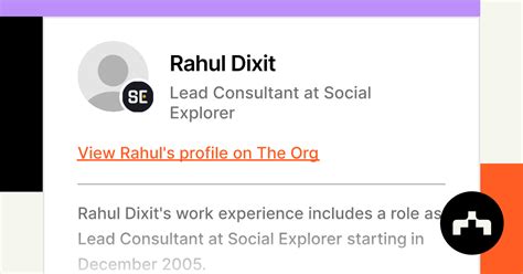 Rahul Dixit Lead Consultant At Social Explorer The Org