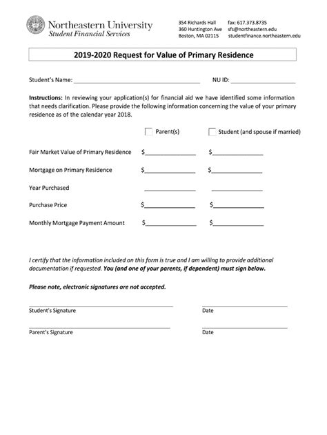 Fillable Online Value Of Primary Residence Form 1920 Fax Email Print