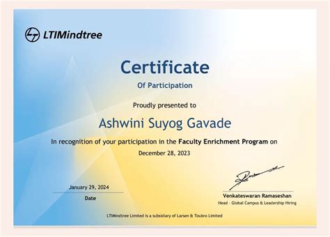 Ashwini Gavade On Linkedin Ltimindtree Trainingcompletion Professionaldevelopment