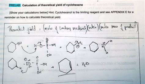 Prelab Calculation Of Theoretical Yield Of Cyclohexene [show Your Calculations Below] Hint