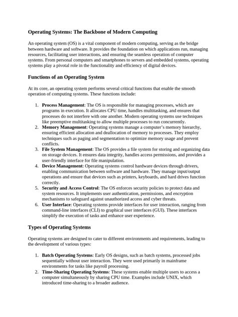 Operating Systems | PDF | Operating System | Process (Computing)
