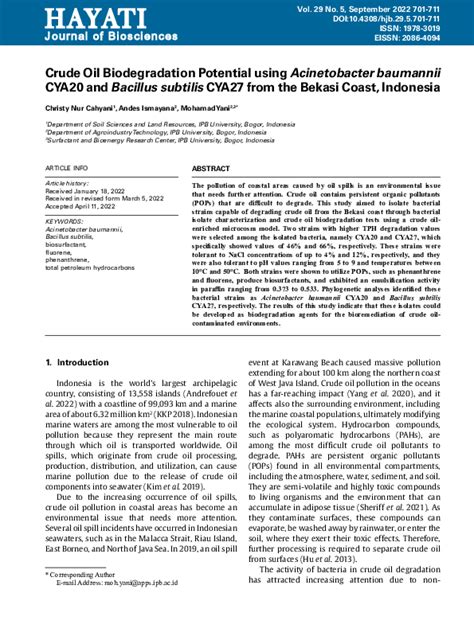Pdf Biodegradation Of Crude Oil By Acinetobacter And Bacillus