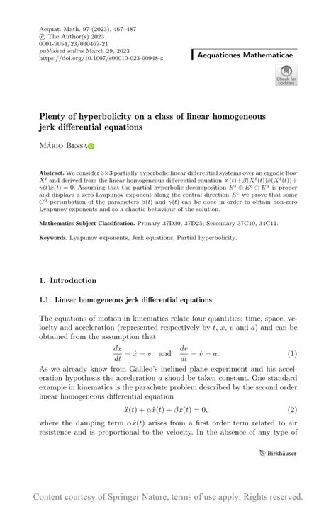 Pdf Plenty Of Hyperbolicity On A Class Of Linear Homogeneous Jerk