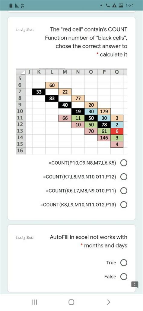 Solved نقطة واحدة The red cell contain s COUNT Function Chegg