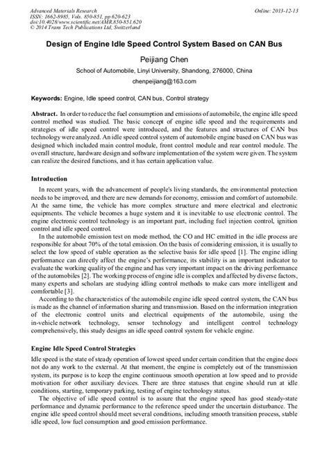 Design Of Engine Idle Speed Control System Based On Can Bus